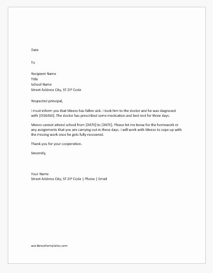40 Absent Letter For School Desalas Template