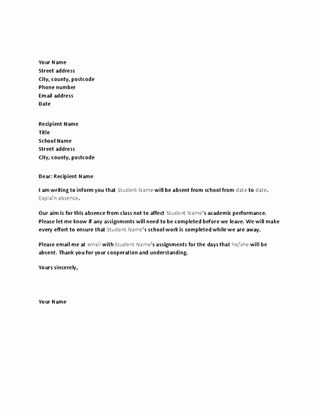 40 Absent Letter For School Desalas Template