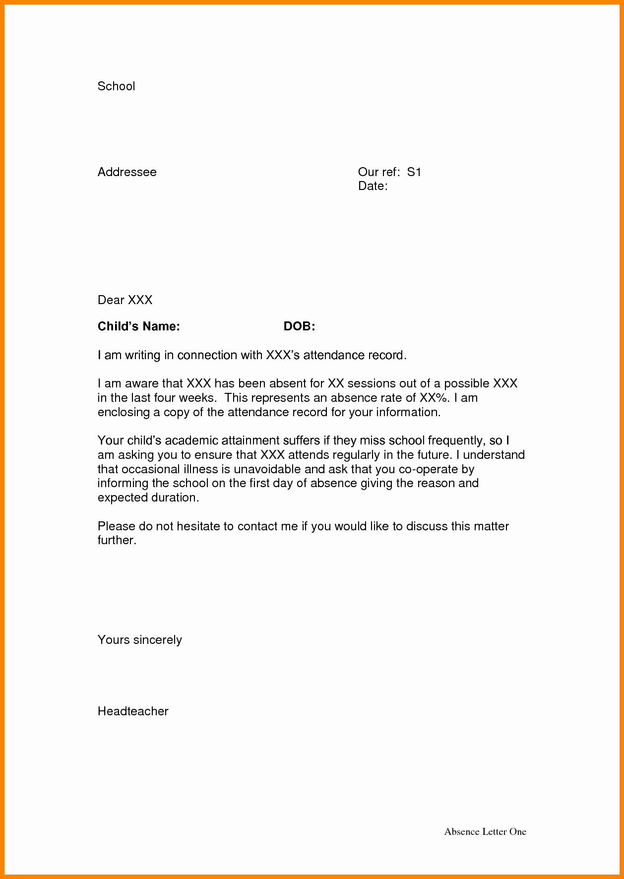 40 Absent Letter For School Desalas Template
