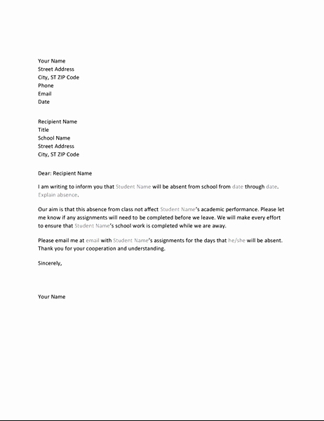 40 Absent Letter For School Desalas Template