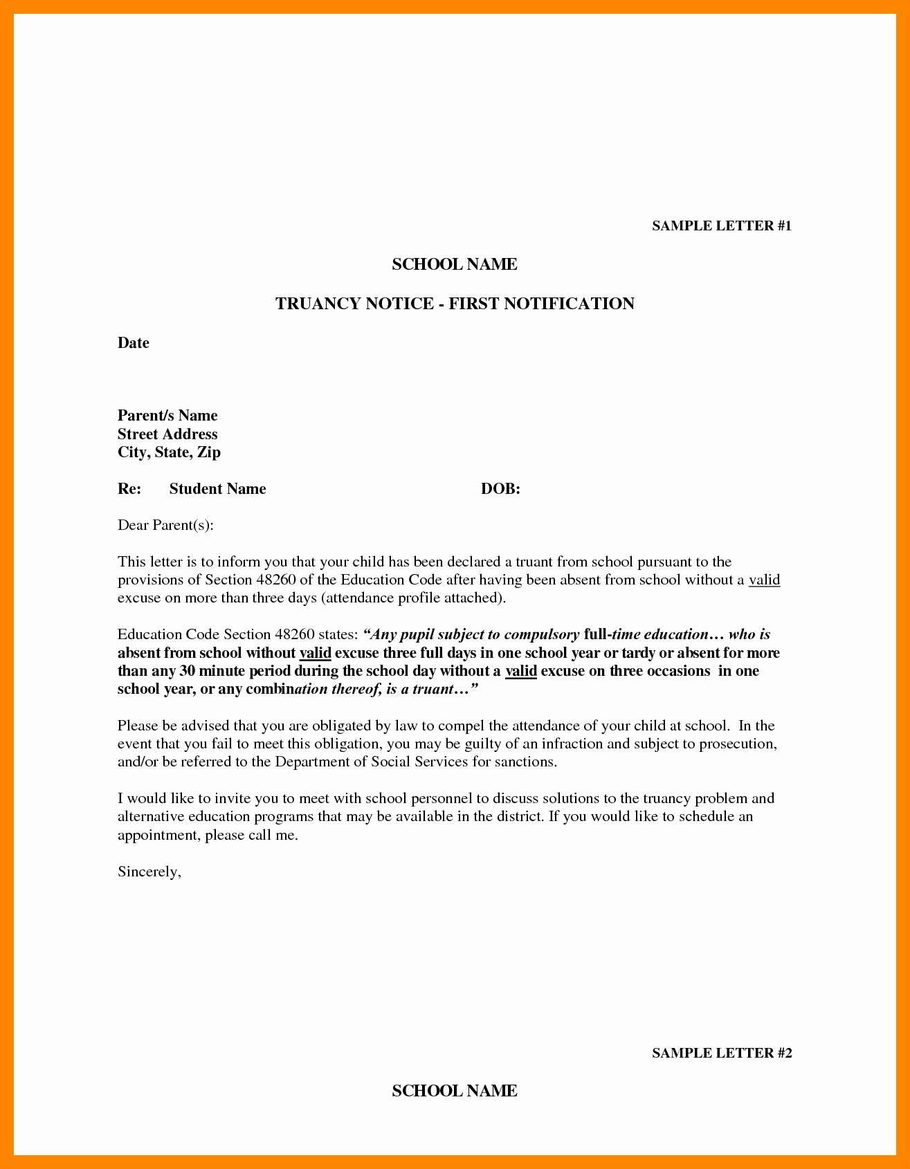 40 Absent Letter For School Desalas Template