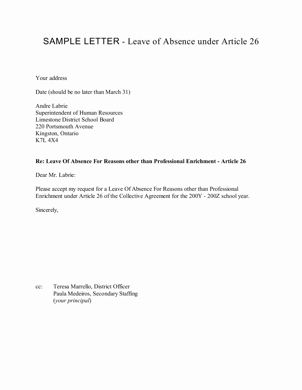 40 Absent Letter For School Desalas Template