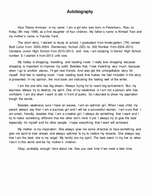 40 Example Of Autobiography About Yourself Desalas Template