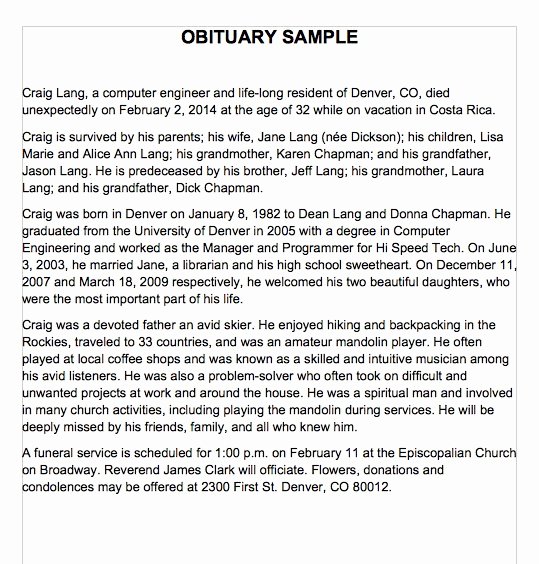 40 Examples Of Obituaries Well Written Desalas Template