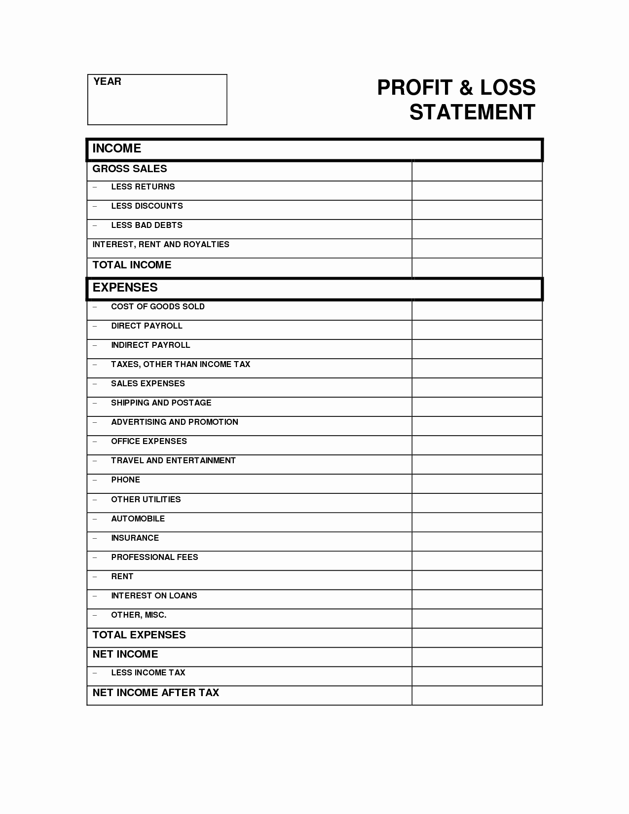 40 Profit Loss Statement Example Desalas Template