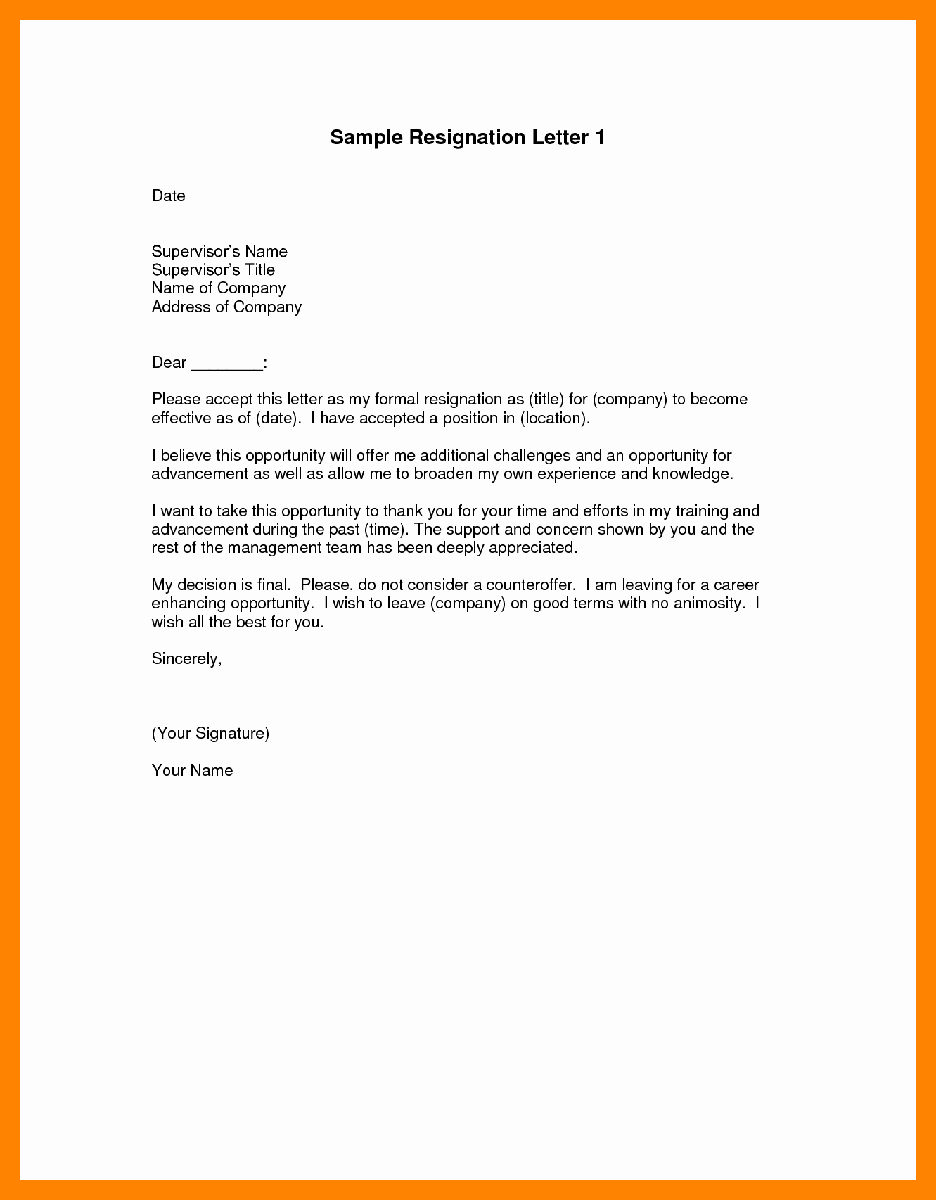 40 Resignation Letter Effective Immediately Desalas Template