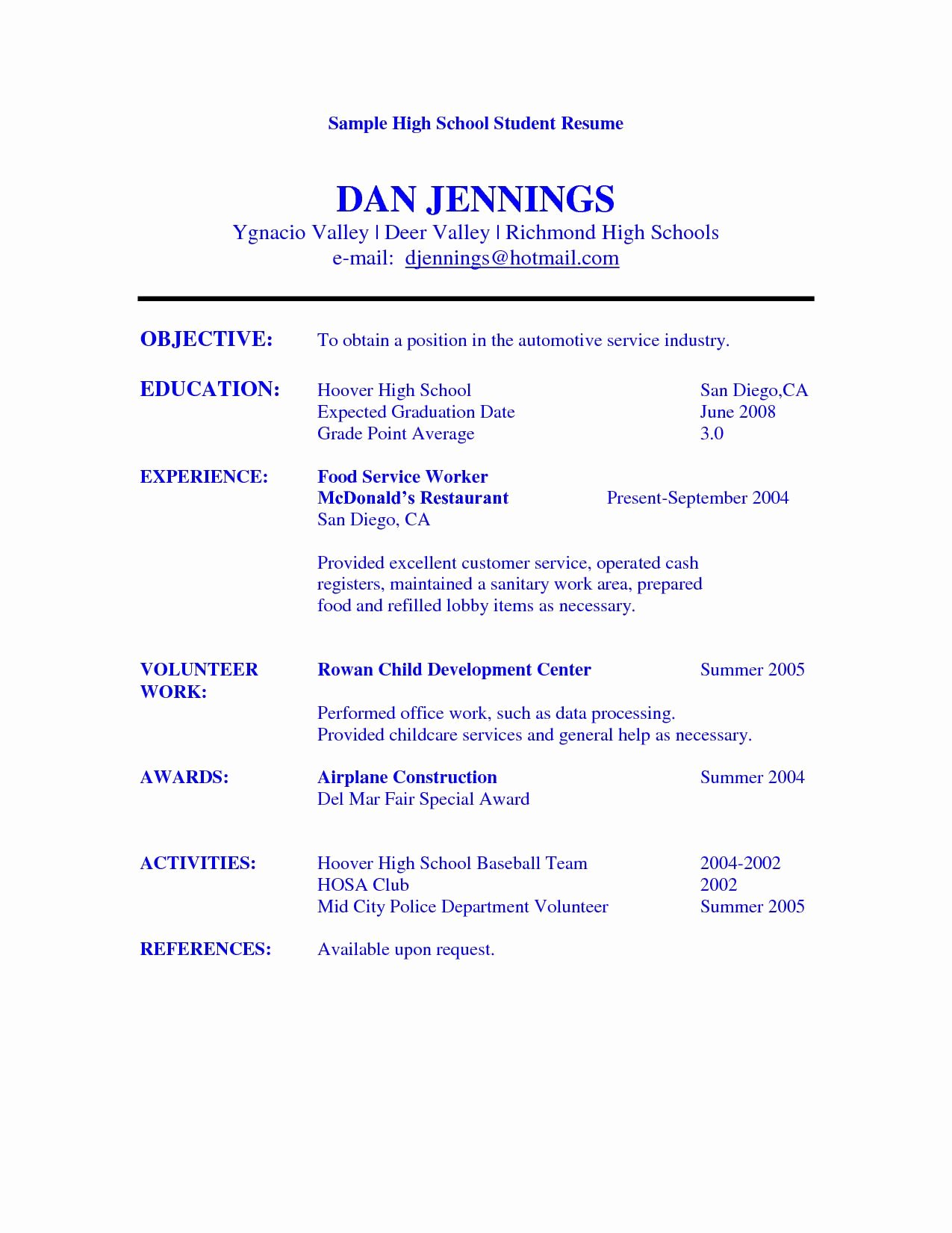 40 Resumes For High School Students Desalas Template