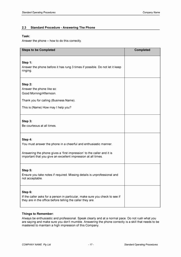 40 Standard Operating Procedure Example Desalas Template