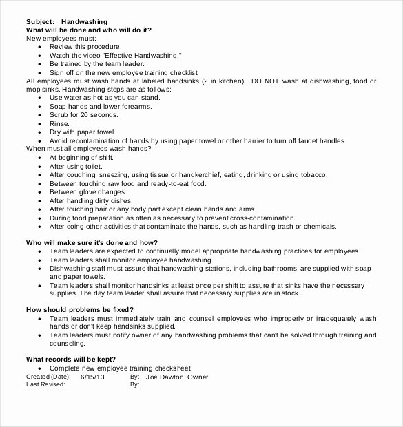 40 Standard Operating Procedure Sample Pdf Desalas Template