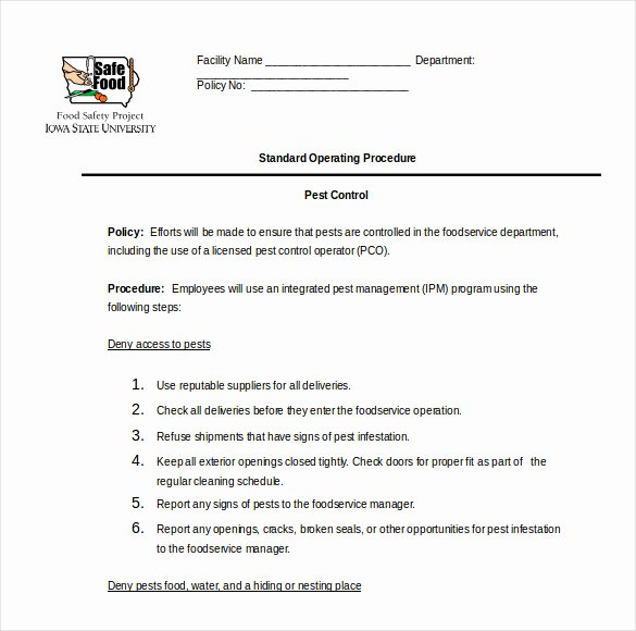 40 Standard Operating Procedure Sample Pdf Desalas Template