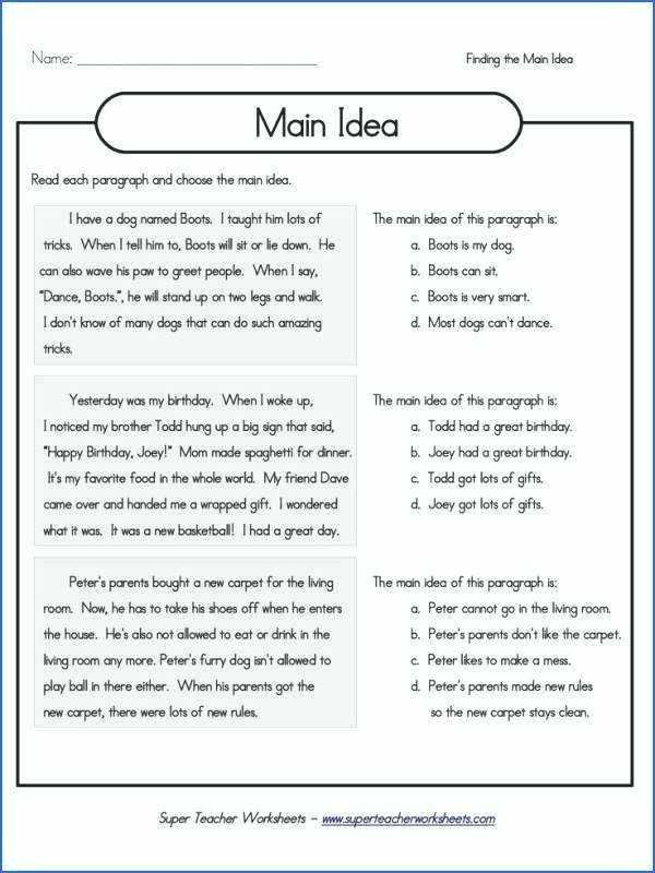 20 Main Idea 3rd Grade Worksheets Desalas Template