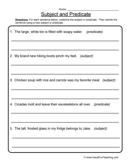 20 Subject Predicate Worksheet 2nd Grade Desalas Template