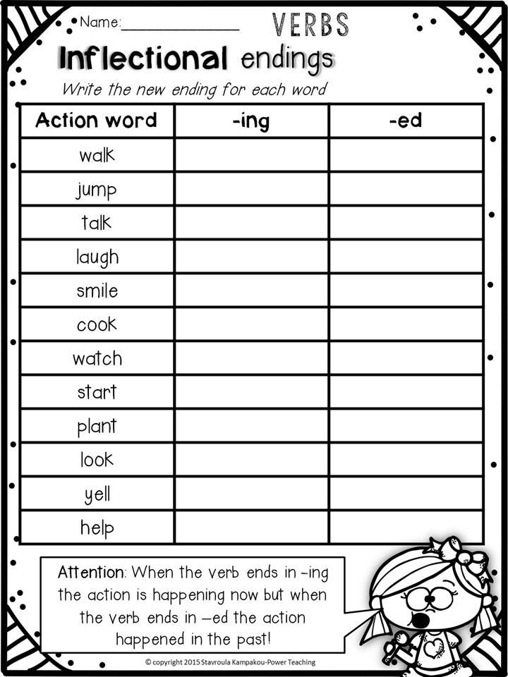 Inflected Endings Ed And Ing Worksheets