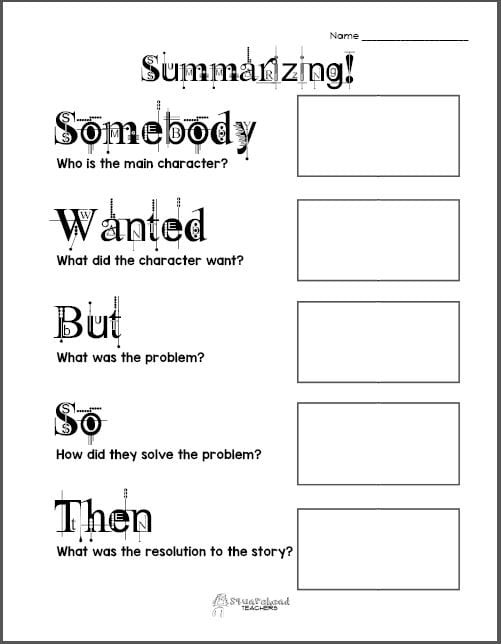Summarizing Worksheets 3rd Grade