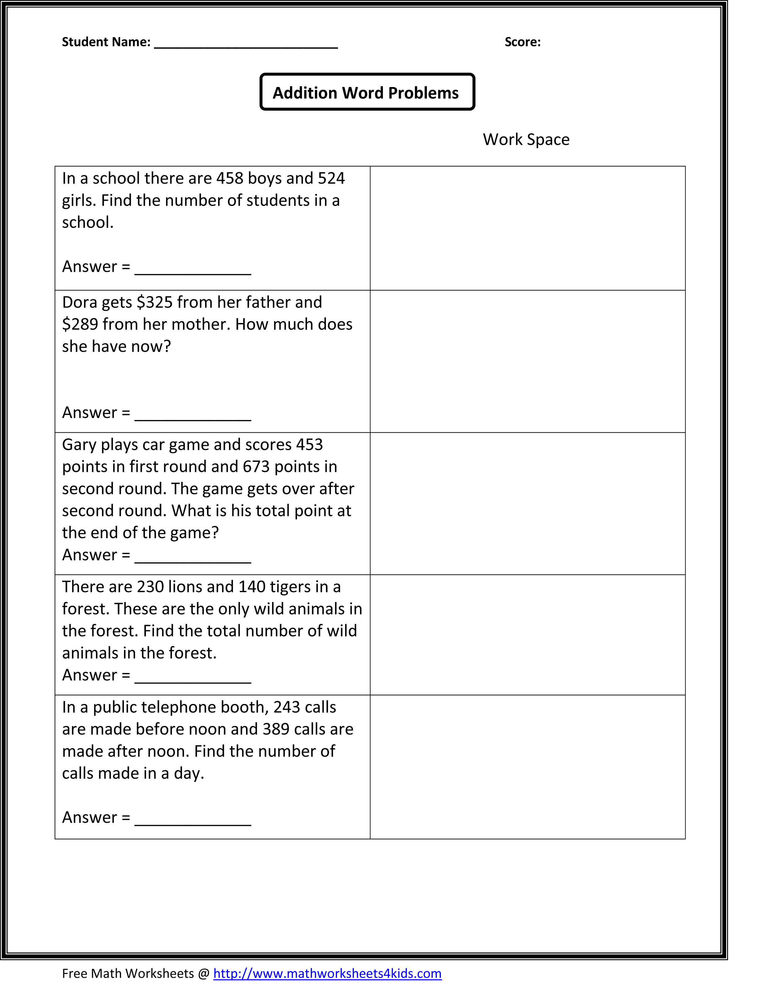 20 Third Grade Fraction Word Problems Desalas Template